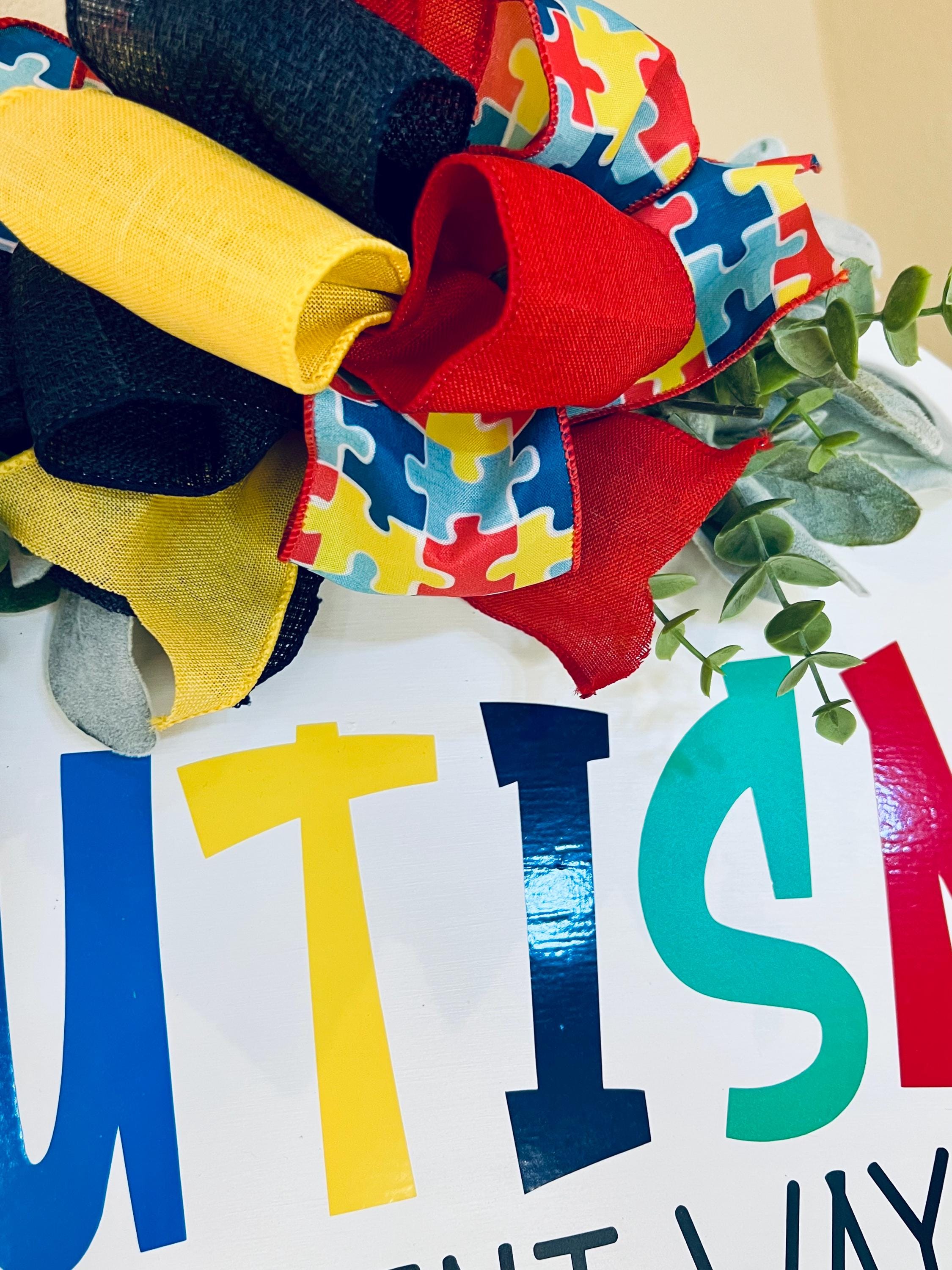 Autism Awareness Door Sign, Front Door Decor, Front Door Hanger, Autism ...