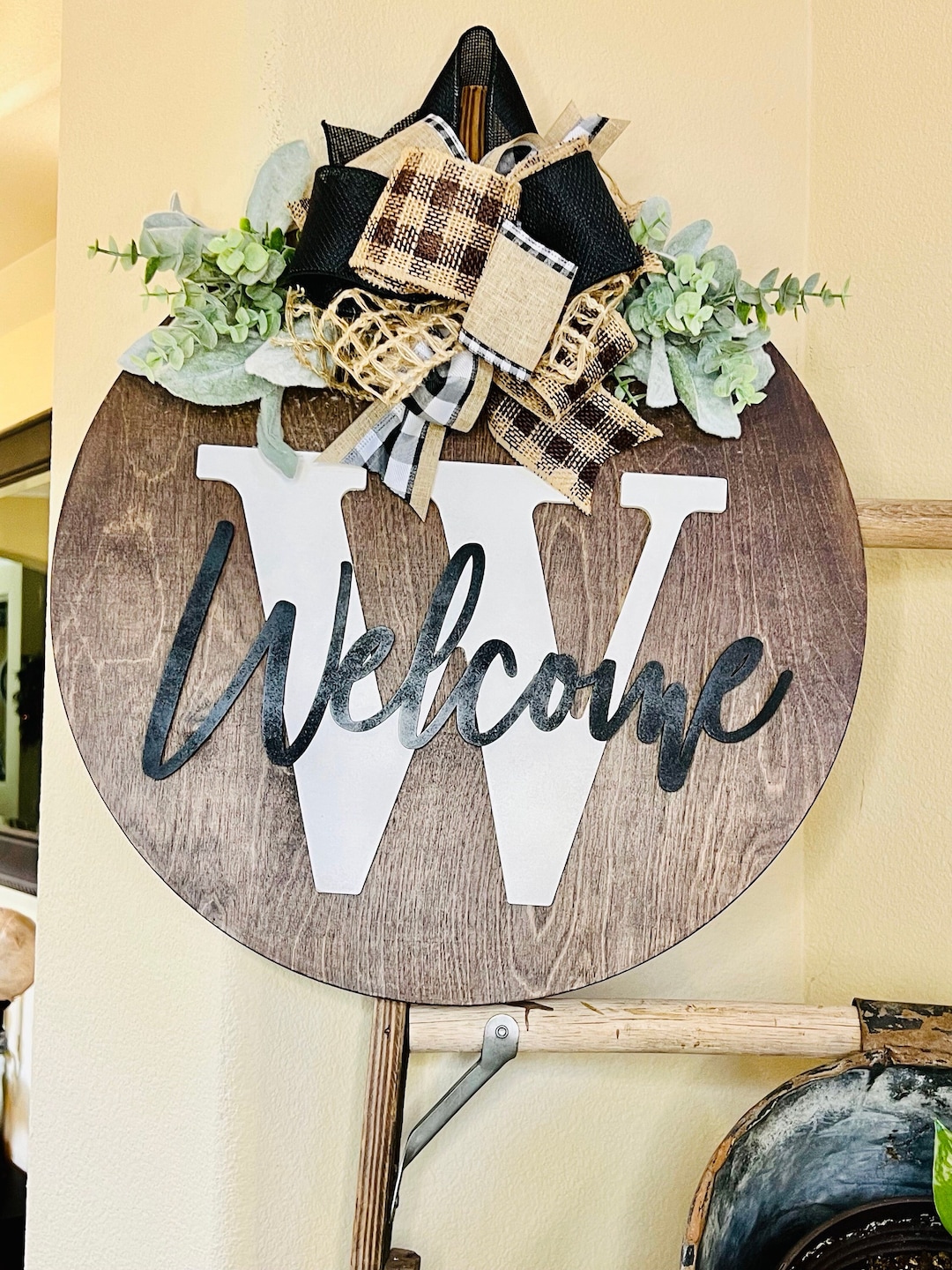 Monogram Door Decor, Monogram Welcome Door Sign, Front Door Hanger ...