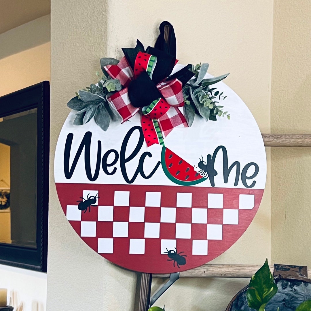 Summer Door Sign, Front Door Decor, Watermelon Door Hanger, Summer Door ...