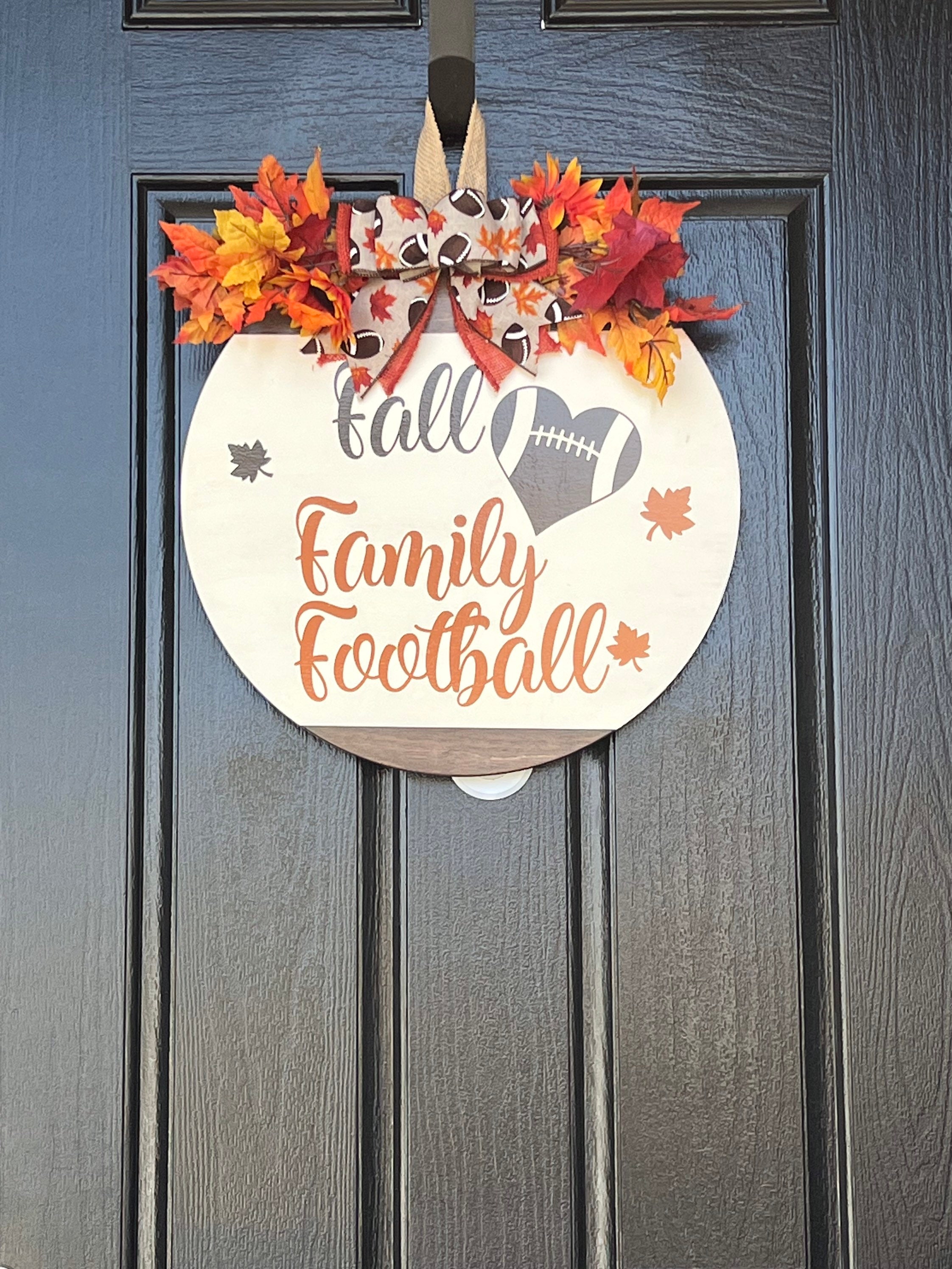Front Door Decor Fall Family Football Door Hanger Fall - Etsy