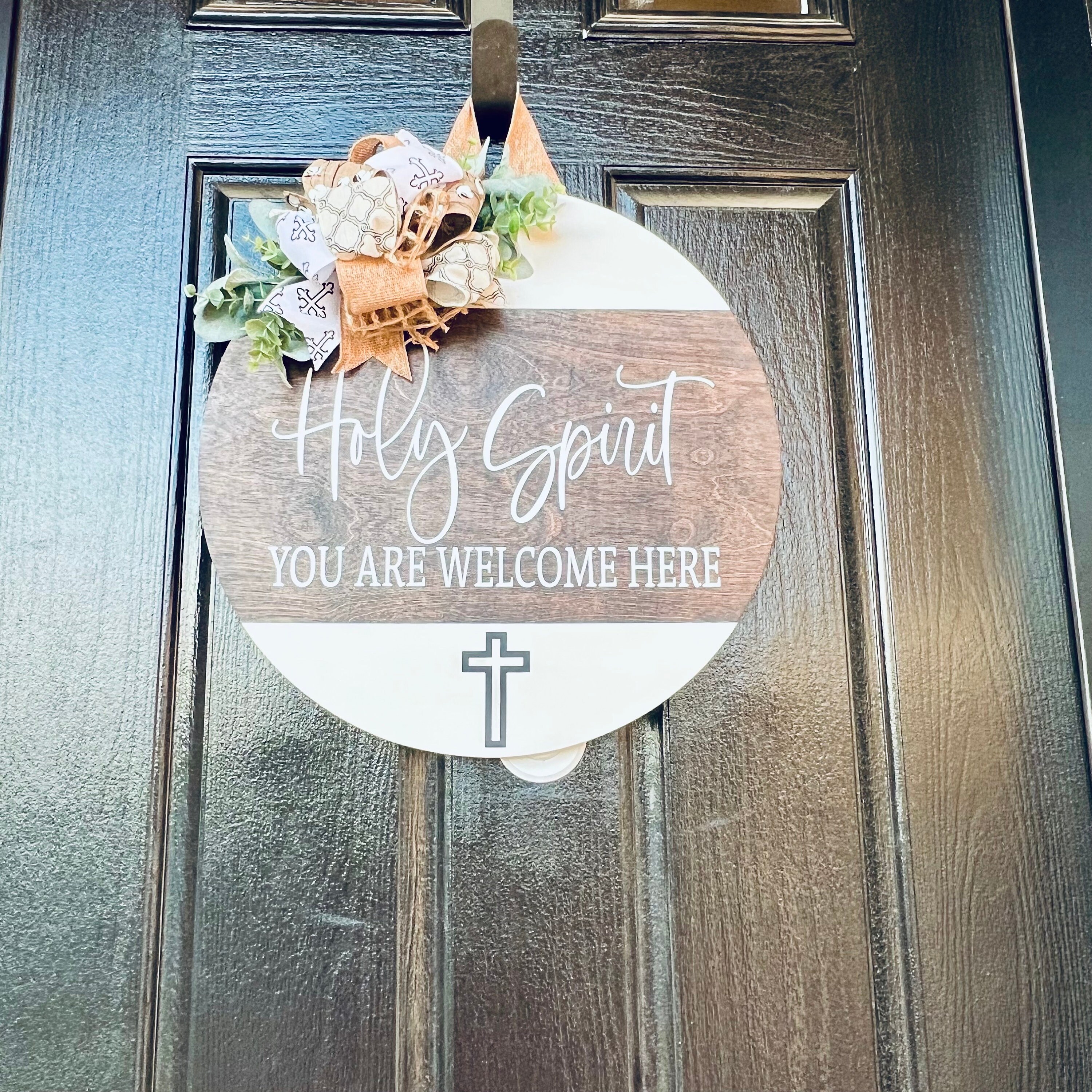Front Door Decor, Holy Spirit You Are Welcome Here Sign, Religious Door ...