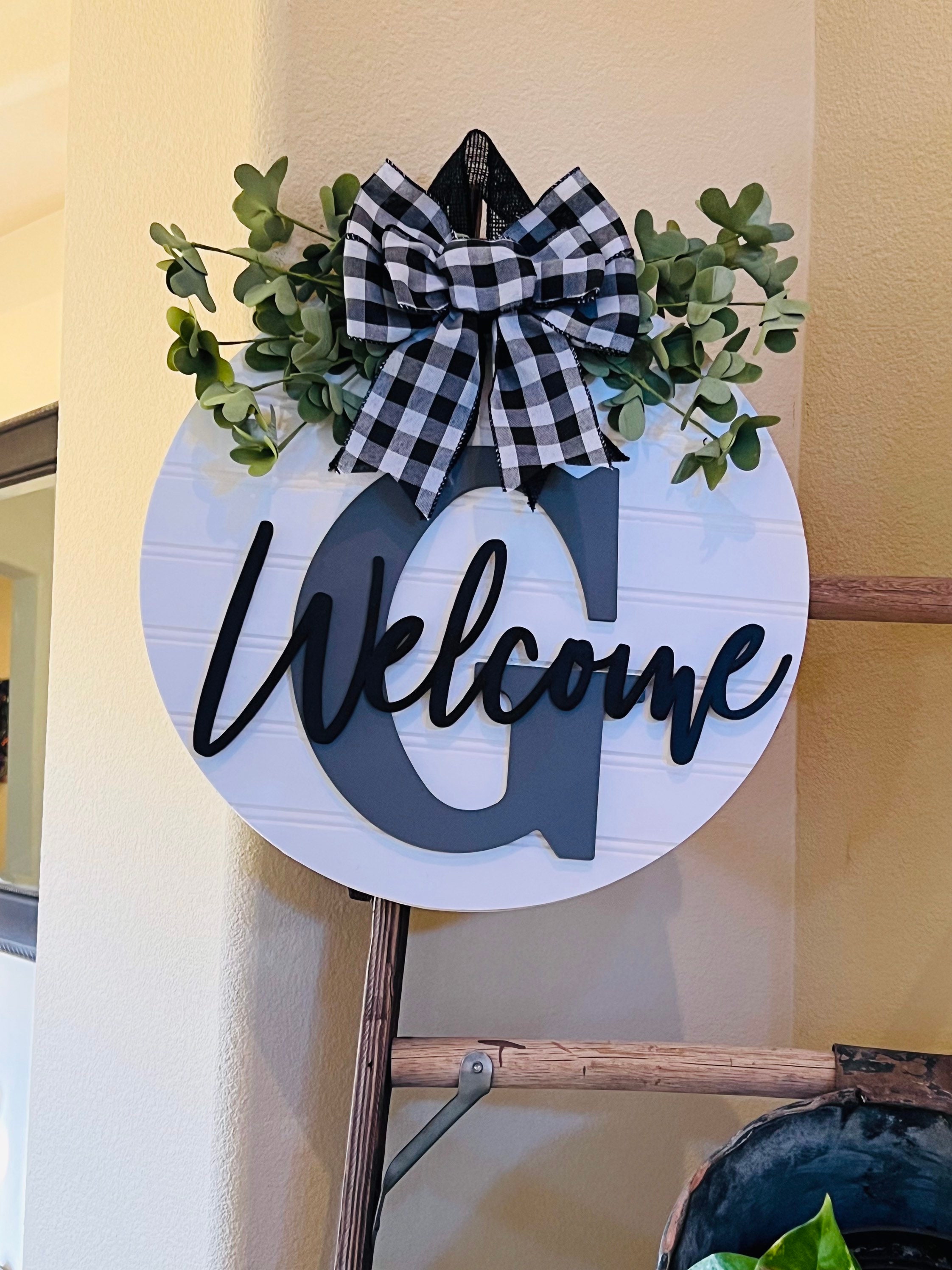 Monogram Front Door Sign Welcome Door Decor Front Door - Etsy