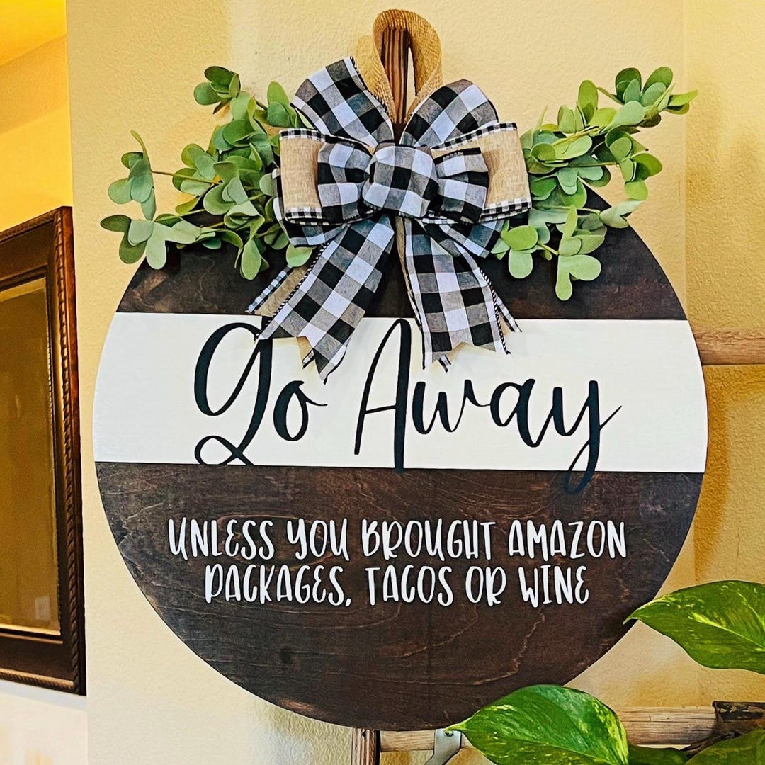 Go Away Welcome Front Door Sign, Welcome Front Door Decor, Funny Door ...