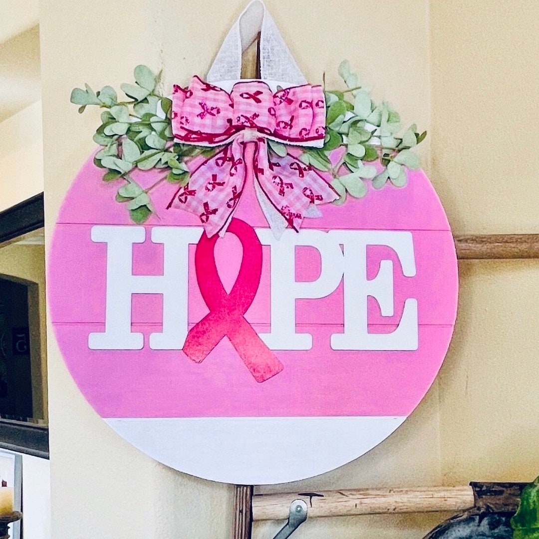 Breast Cancer Door Sign, Breast Cancer Hanger, Breast Cancer Gift ...