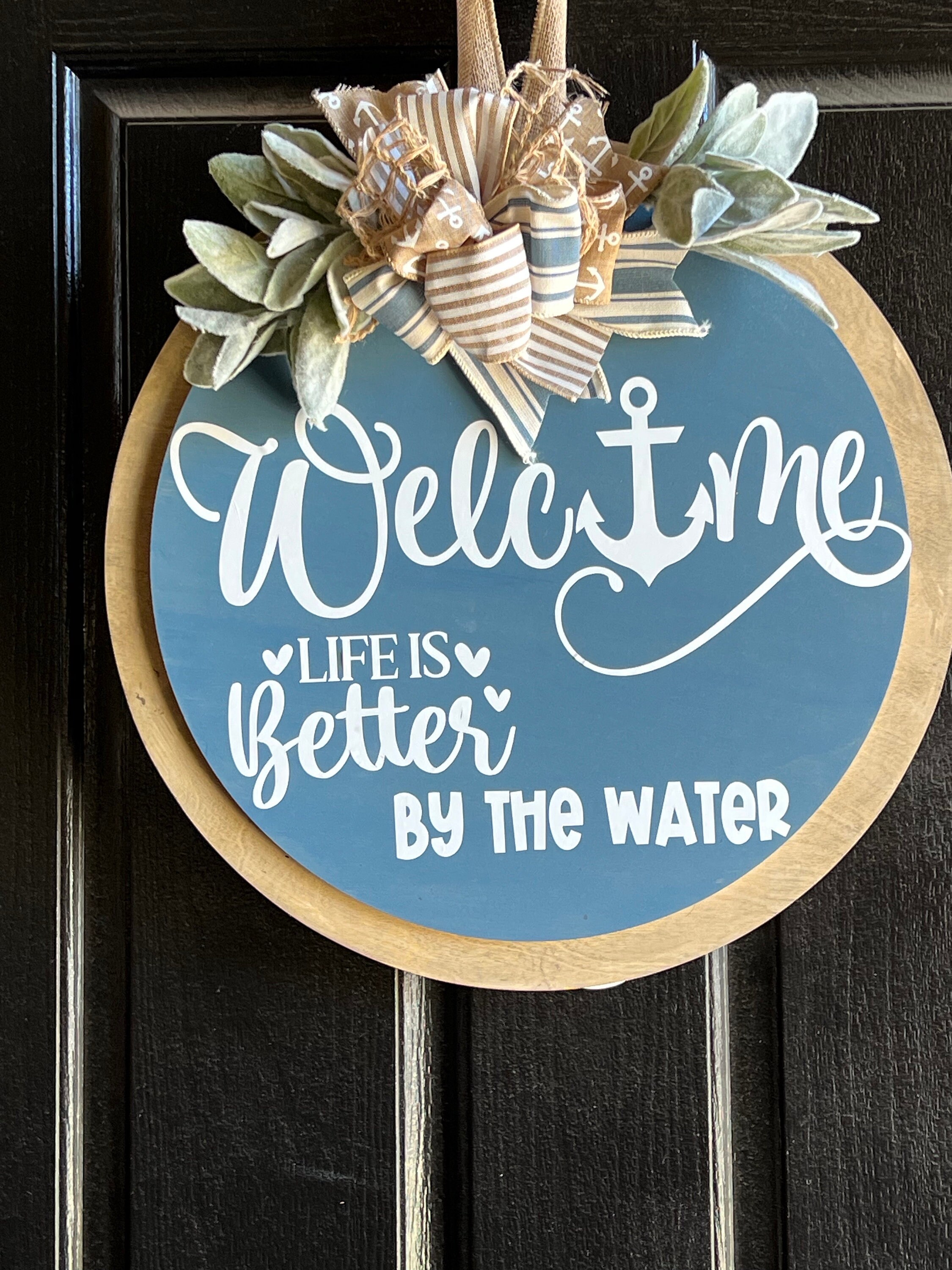 Nautical Door Sign, Lake Door Decor, Lake Door Hanger, Nautical Door ...