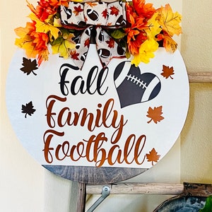 Front Door Decor, Fall, Family, Football Door Hanger, Fall Welcome Sign ...