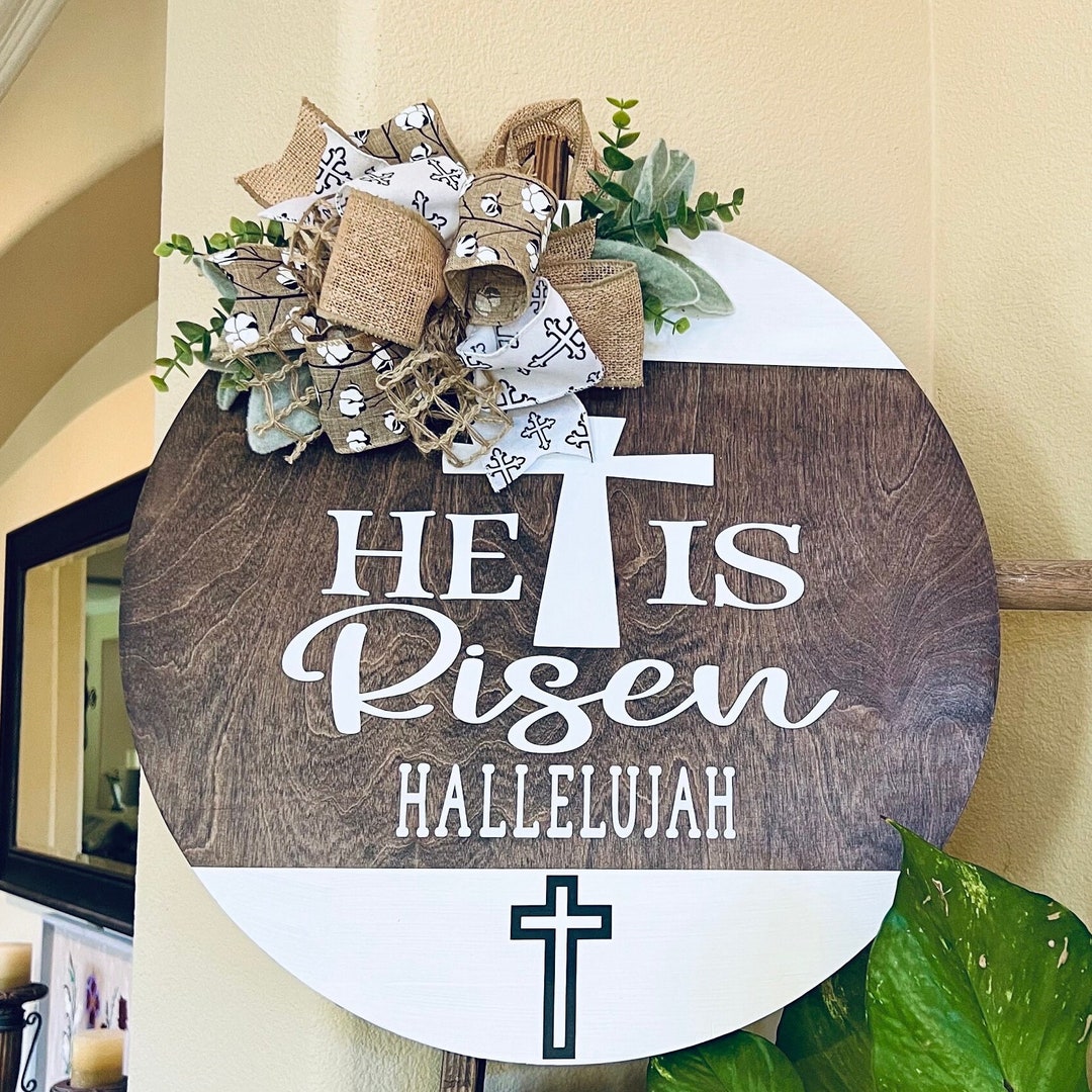 Easter Door Sign, Front Door Decor, He Has Risen Door Hanger, Easter ...