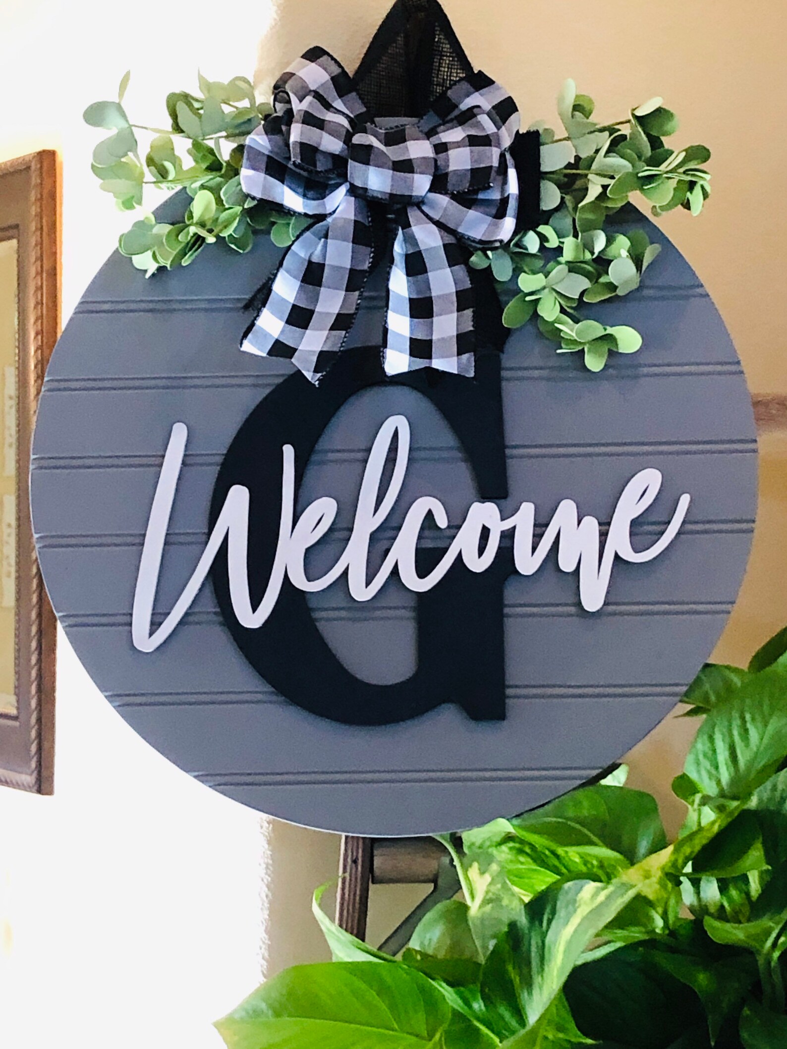 Monogram Front Door Sign Welcome Door Decor Front Door - Etsy