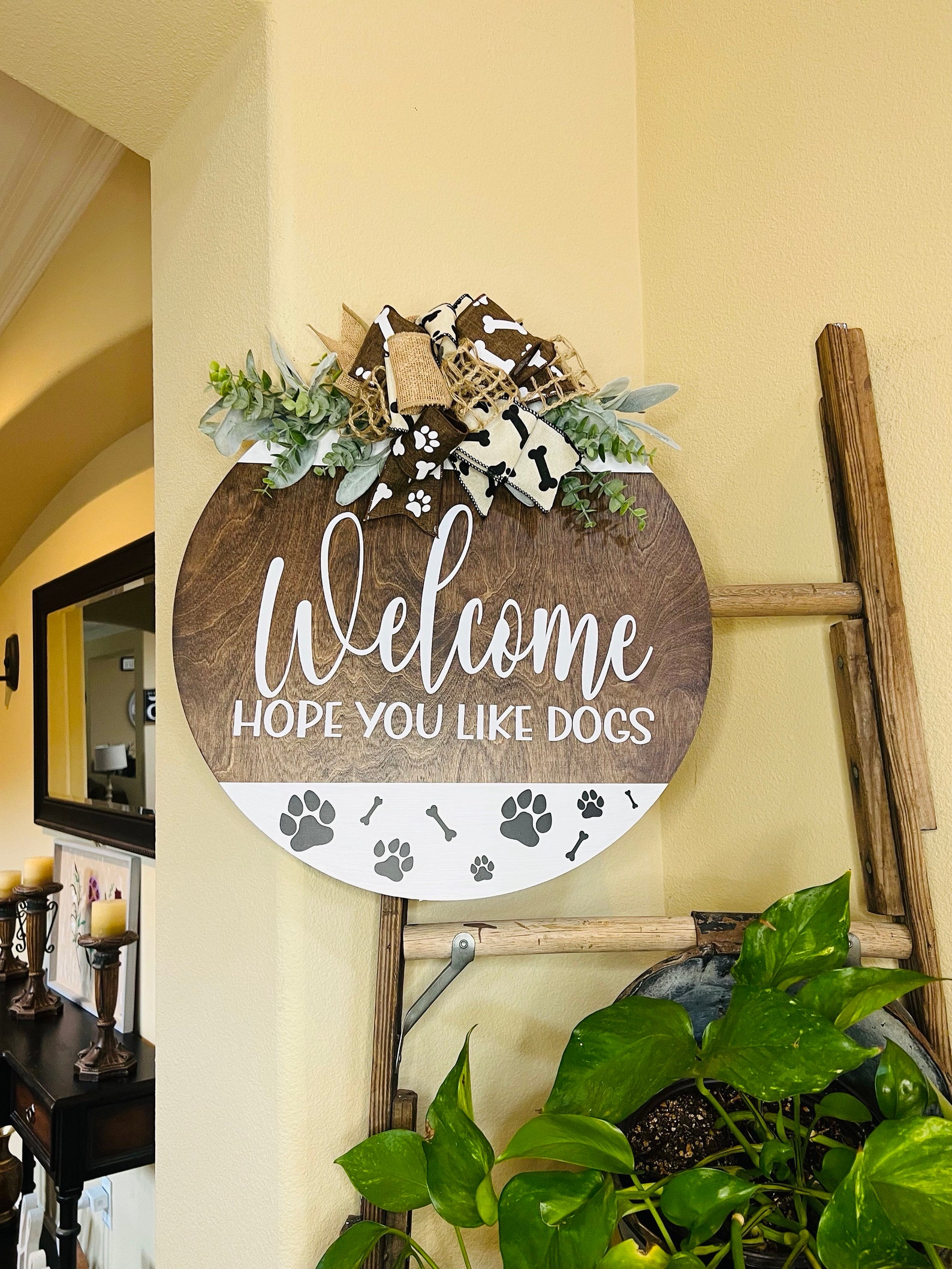 Front Door Decor, Dog Door Sign, Hope You Like Dogs, Front Door Hanger ...
