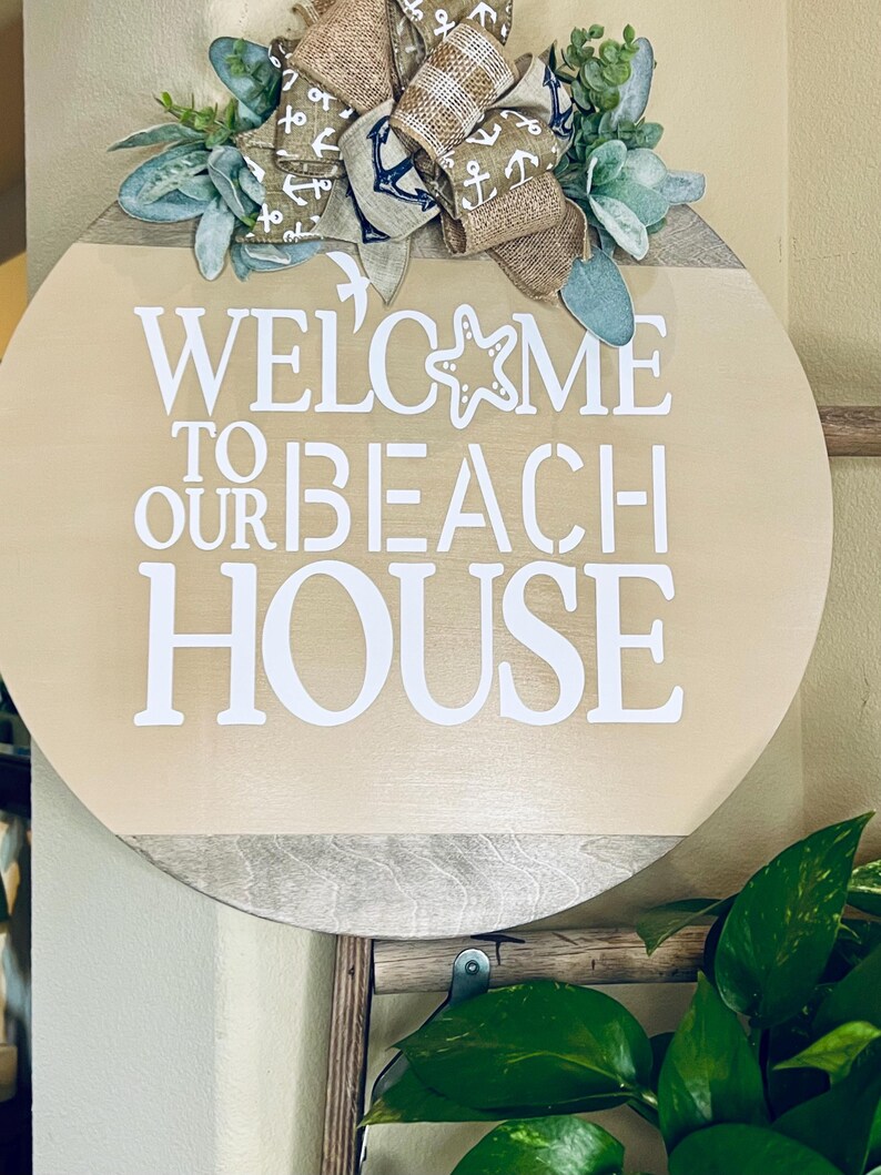 Beach Door Decor, Beach Door Hanger, Nautical Door Sign, Beach Wood ...