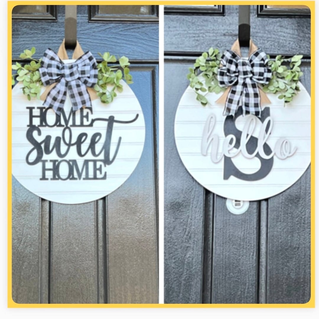 Double Door Welcome Signs, Monogram Double Door Wreaths, Welcome Door ...