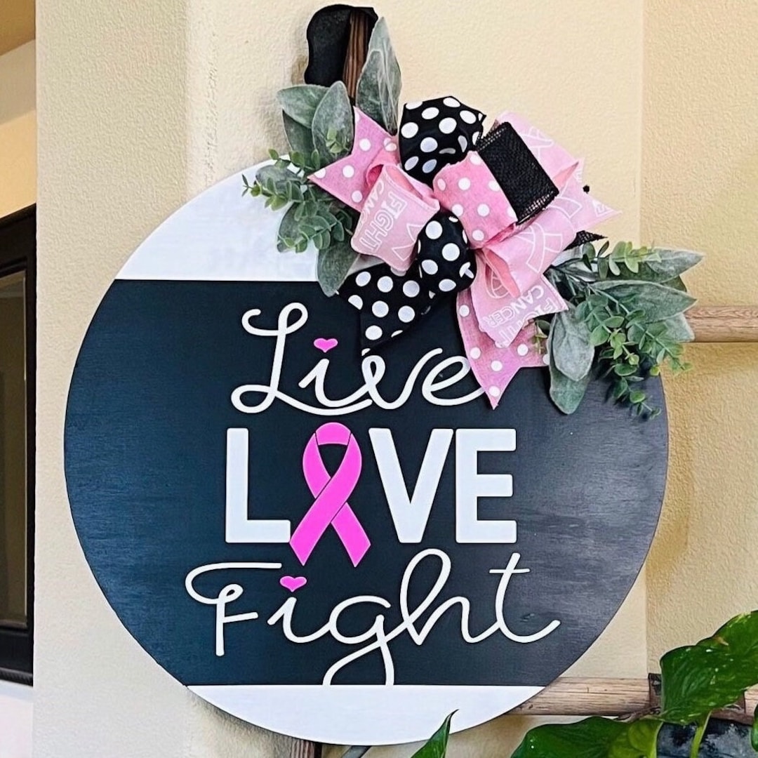 Front Door Decor, Breast Cancer Door Sign, Breast Cancer Awareness Sign ...