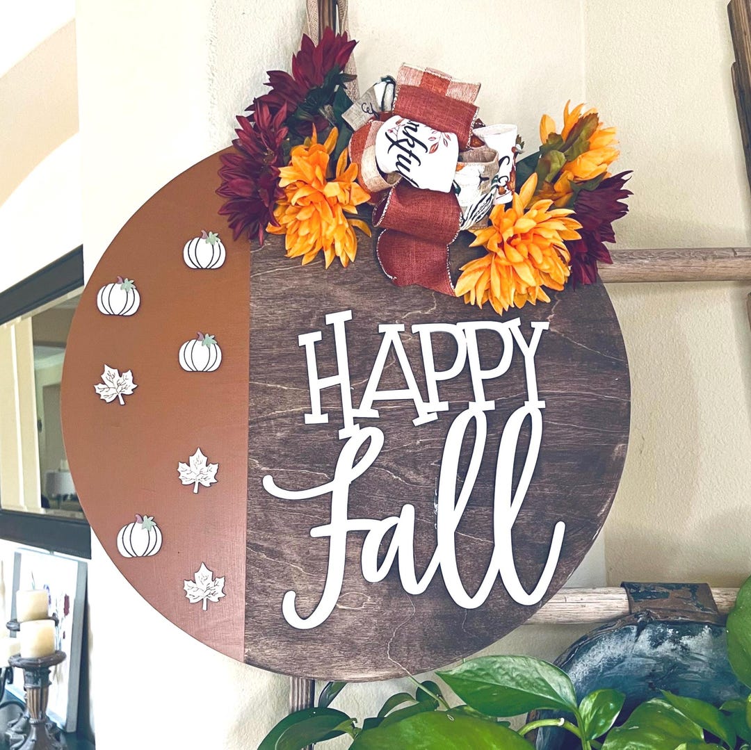 Fall Front Door Sign, Autumn Door Hanger, Fall Door Wreath, Fall Door ...