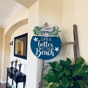 Beach Door Decor, Beach Door Hanger, Nautical Door Sign, Beach Wood ...