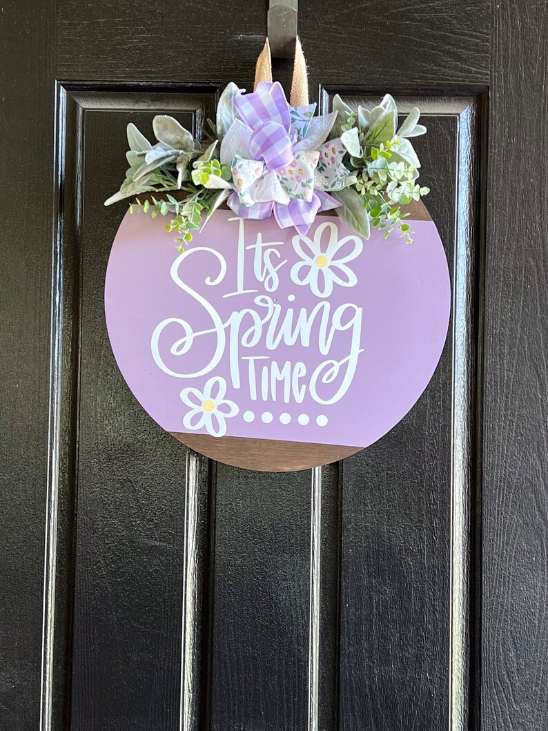 Front Door Decor Spring Door Sign It's Spring Time - Etsy