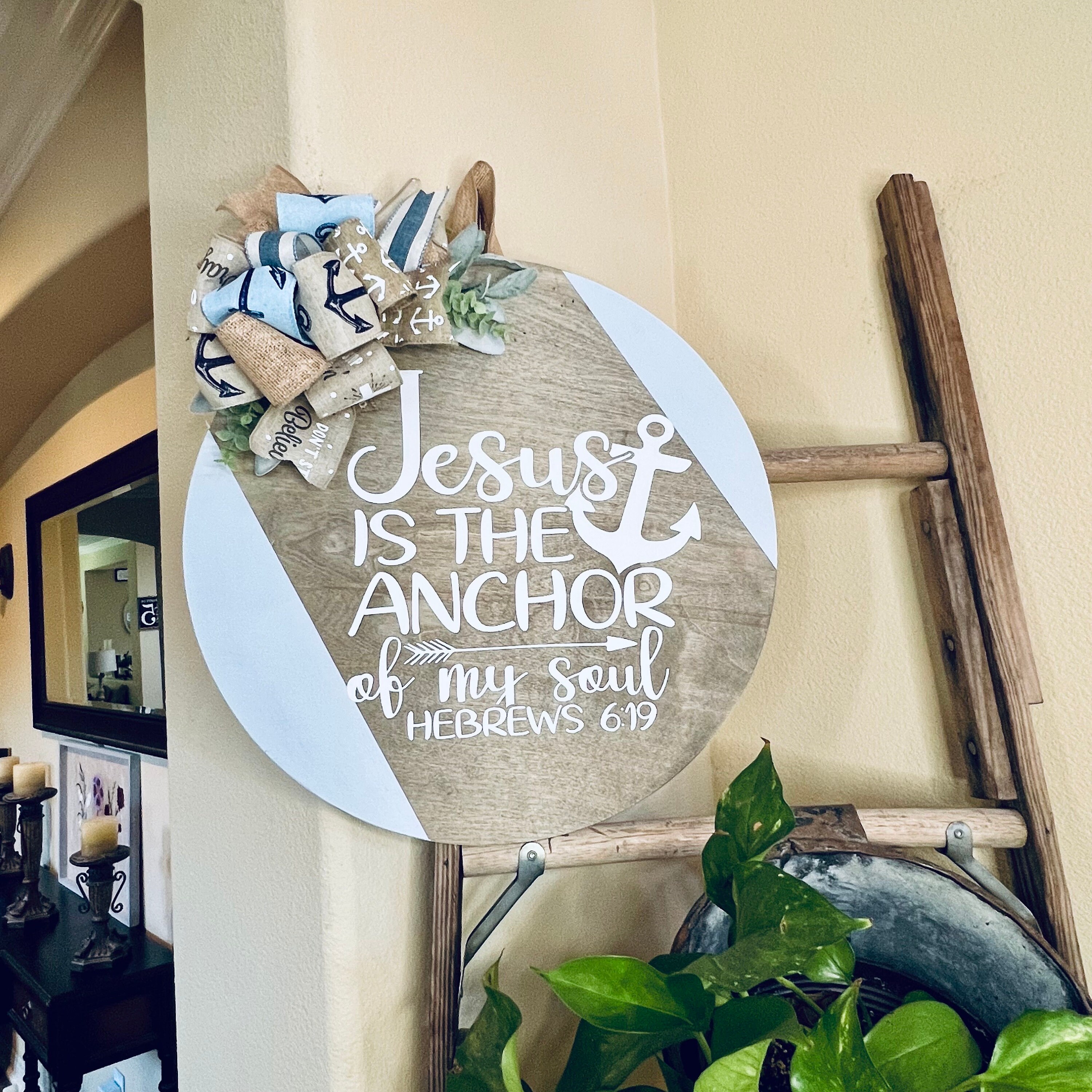 Beach Front Door Decor, Religious Door Sign, Nautical Door Hanger ...