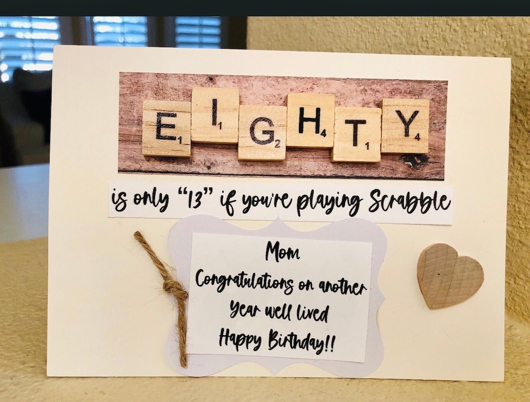 Scrabble 80th Birthday Card, Personalized Birthday Card, Milestone ...