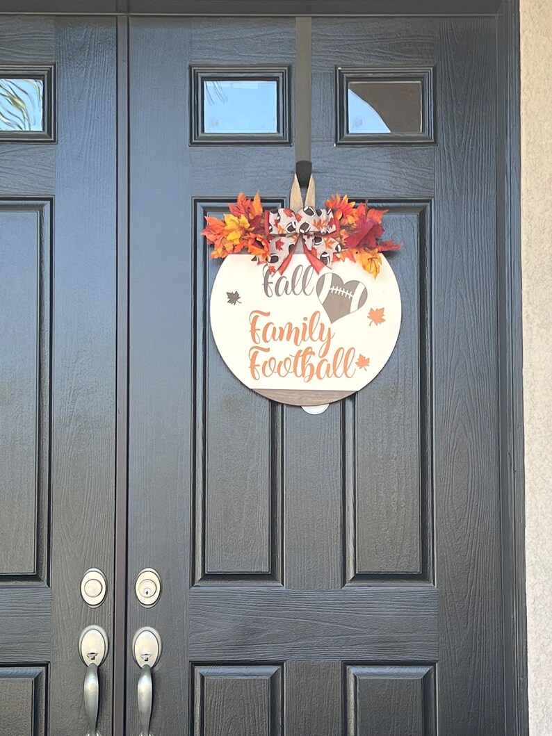 Front Door Decor Fall Family Football Door Hanger Fall - Etsy