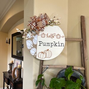 Fall Front Door Decor, Welcome Door Sign, Hello Pumpkin, Front Door ...