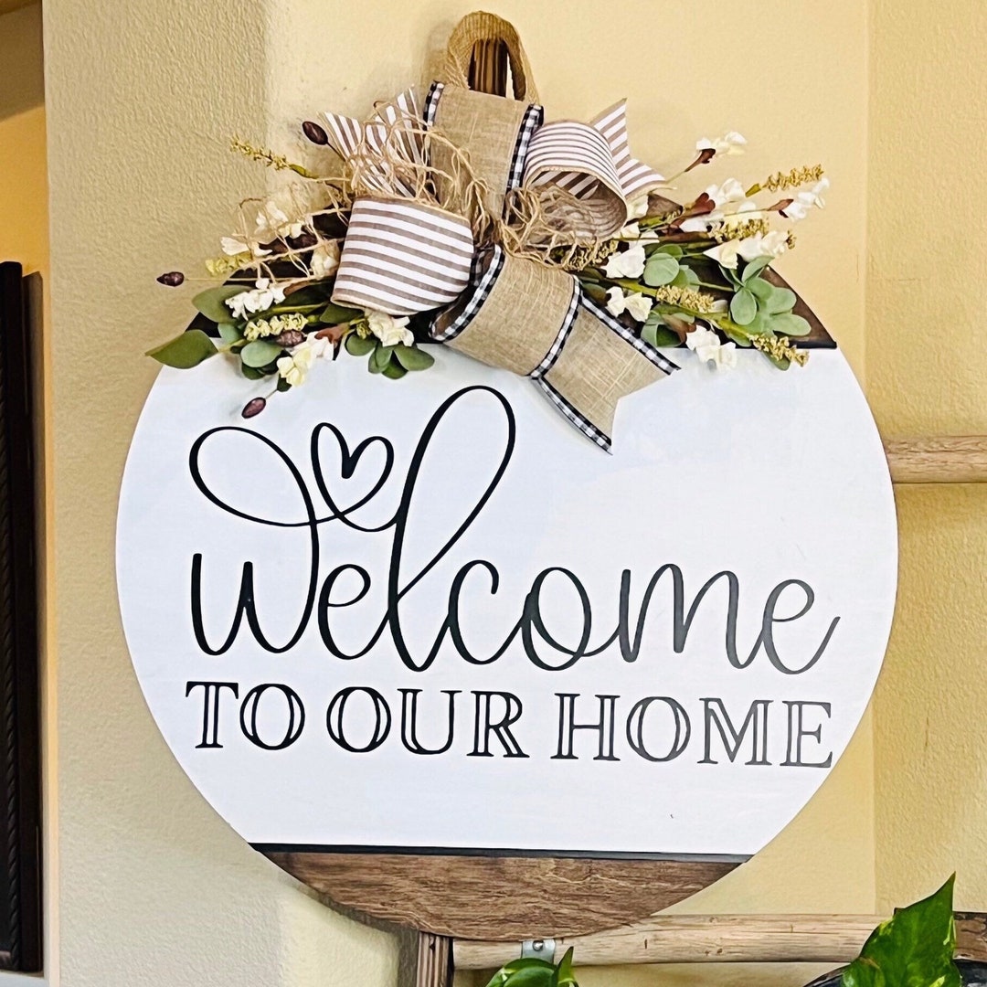 Welcome Front Door Sign, Front Door Decor, Welcome Door Wreath, Welcome ...
