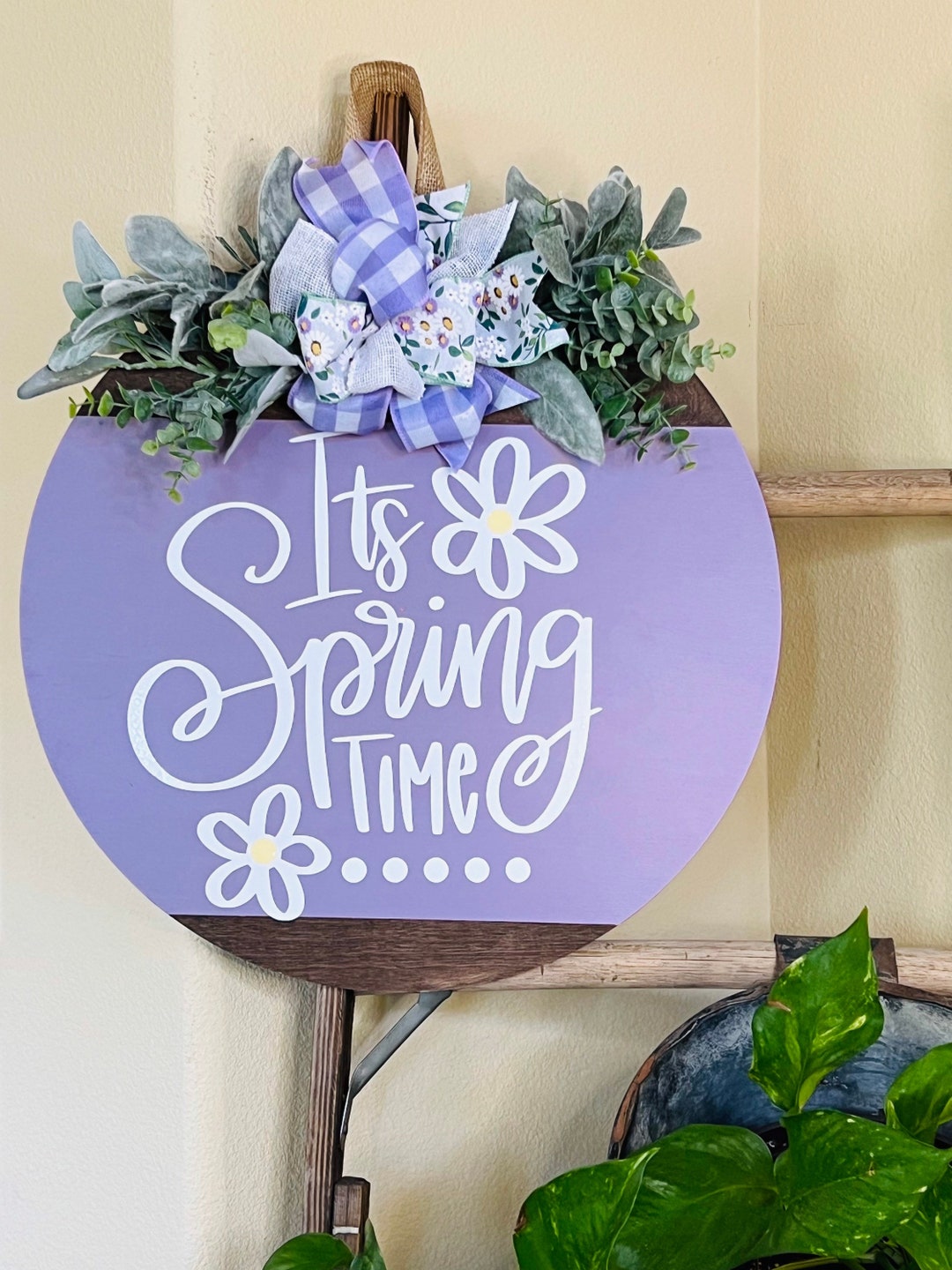 Front Door Decor, Spring Door Sign, It's Spring Time, Front Door Hanger ...