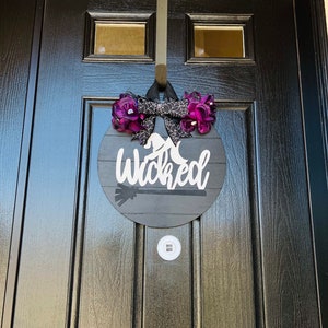 Halloween Door Decor, Halloween Welcome Sign, Wicked Door Hanger, Scary ...