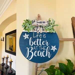 Beach Door Decor, Beach Door Hanger, Nautical Door Sign, Beach Wood ...