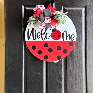 Summer Front Door Decor, Summer Welcome Sign, Ladybug Wreath, Spring ...