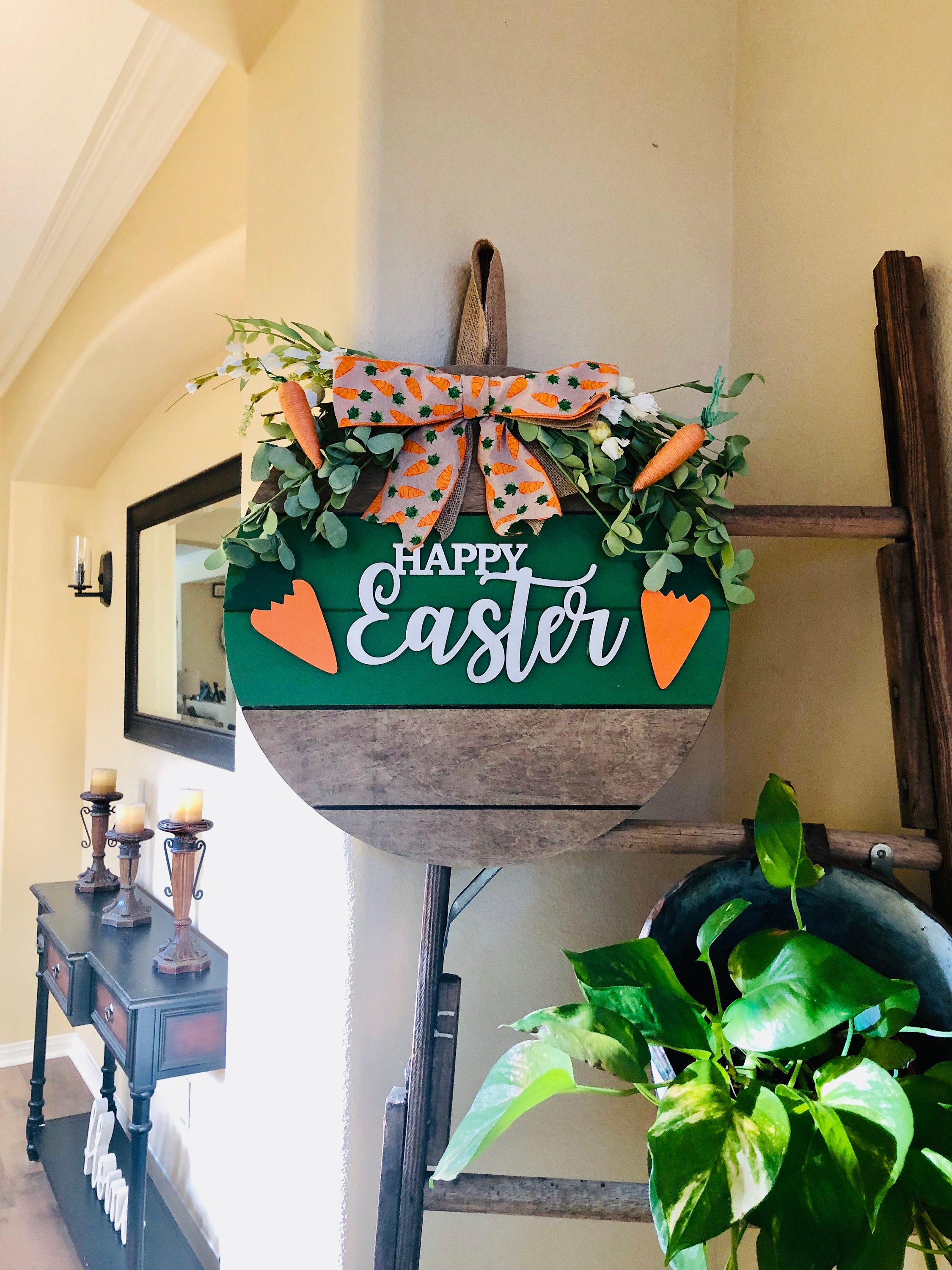 Easter Welcome Sign Door Decor Door Hanger Wood Wound | Etsy