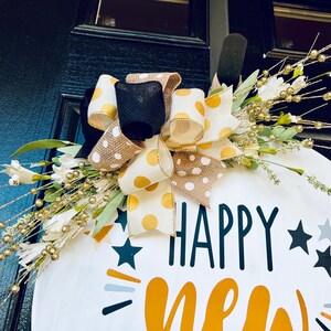 Front Door Decor, New Years Door Sign, Welcome New Year Hanger, Happy ...