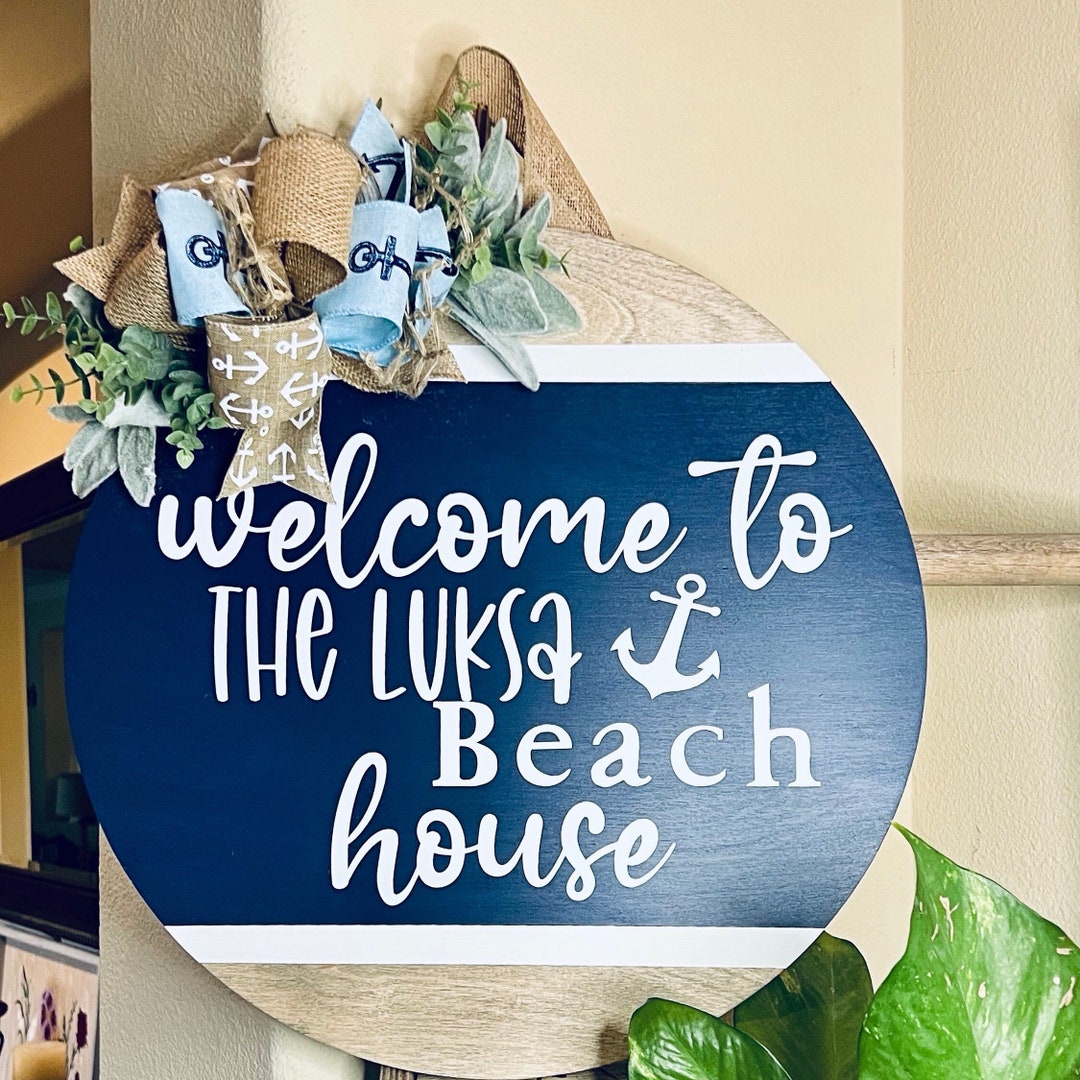Front Door Decor, Beach House Door Sign, Beach House Hanger, Welcome ...