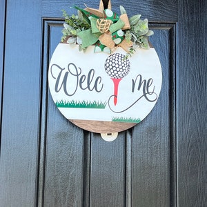 Front Door Decor, Golf Welcome Sign, Front Door Wreath, Golf Door ...