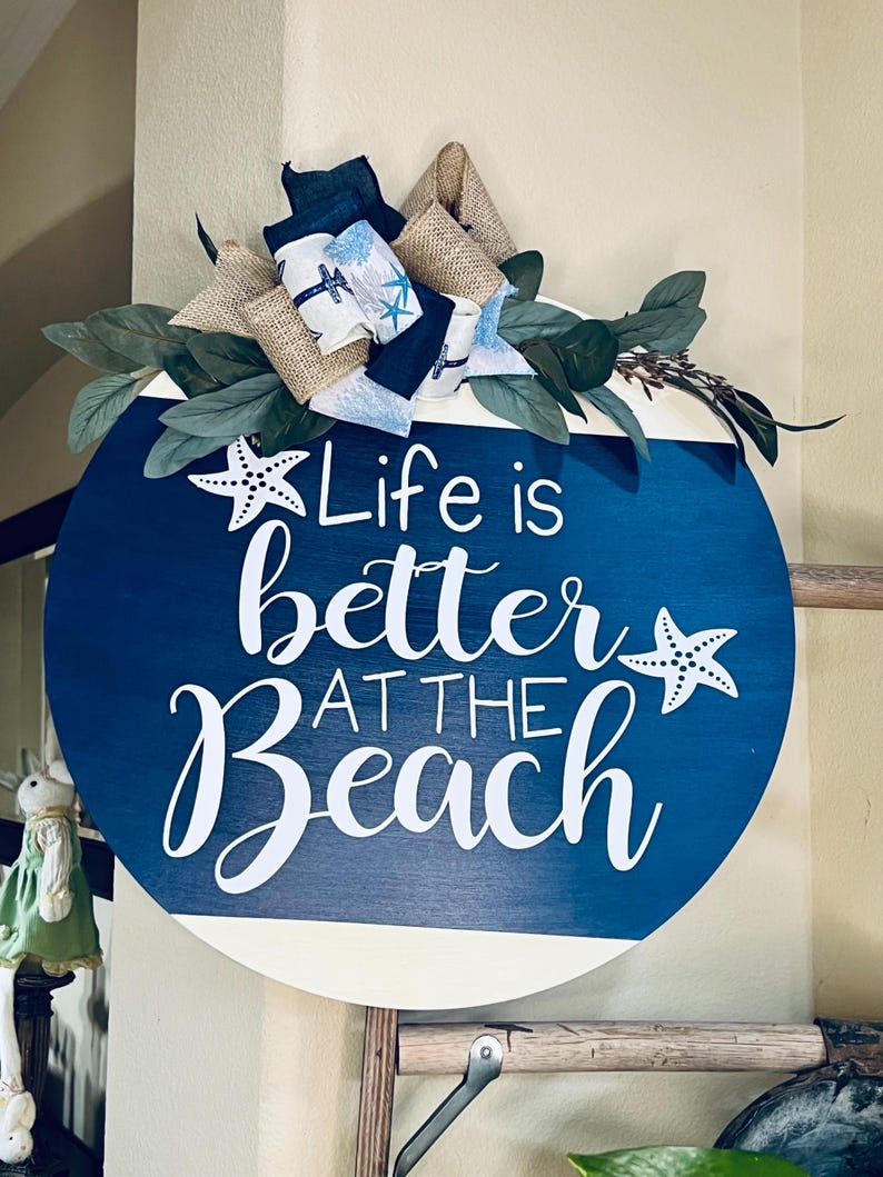 Beach Door Decor, Beach Door Hanger, Nautical Door Sign, Beach Wood ...