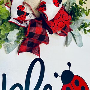 Summer Front Door Decor, Summer Welcome Sign, Ladybug Wreath, Spring ...