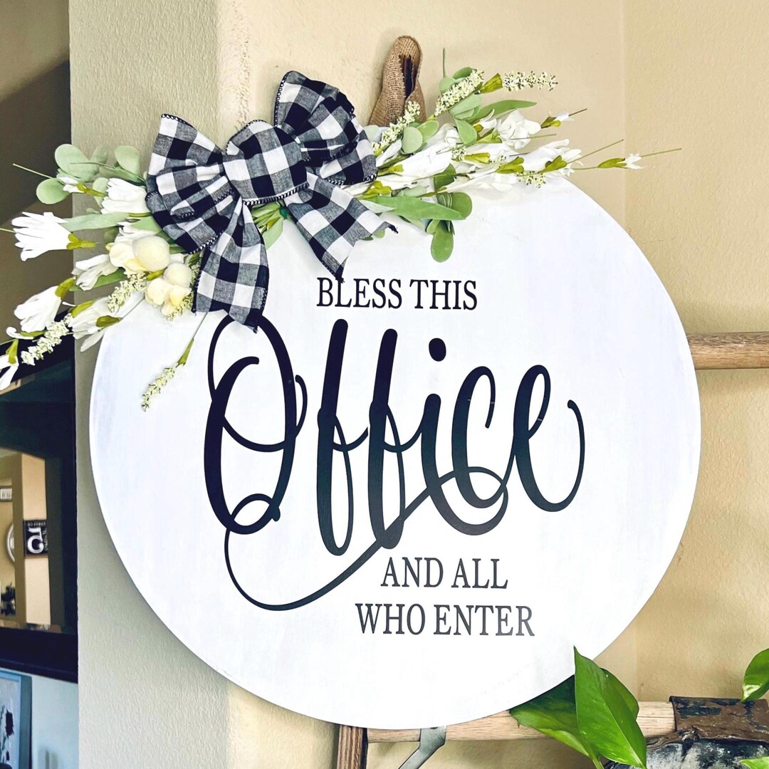 Office Door Decor, Office Door Sign, Office Door Wreath, Bless This ...