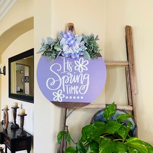 Front Door Decor, Spring Door Sign, It's Spring Time, Front Door Hanger ...