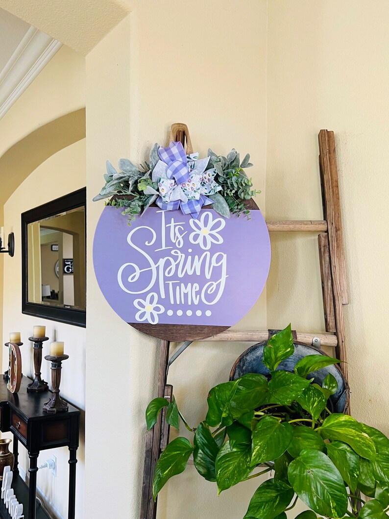Front Door Decor Spring Door Sign It's Spring Time - Etsy