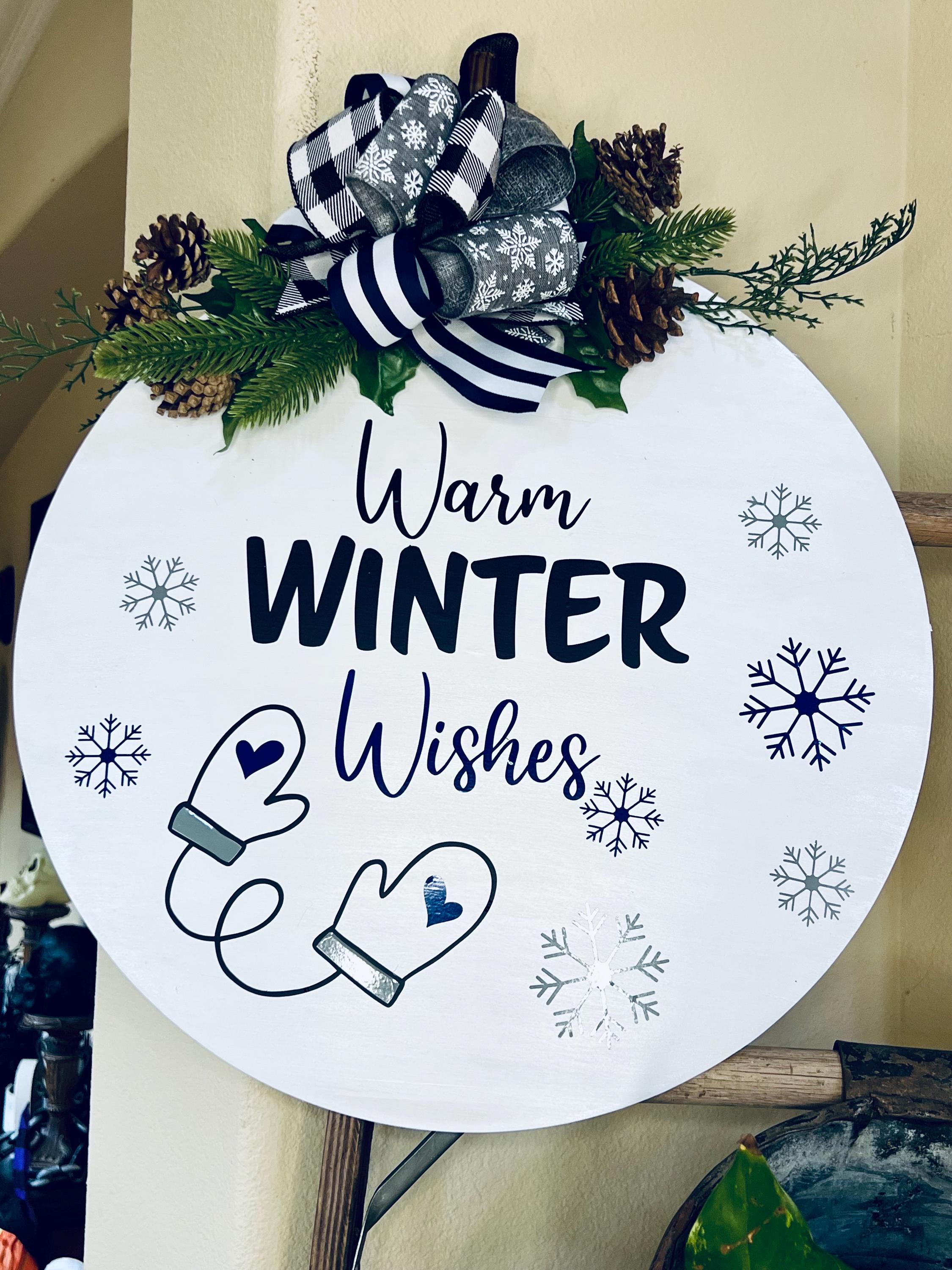 Warm Winter Wishes Door Sign: Christmas Front Door Decor - Etsy