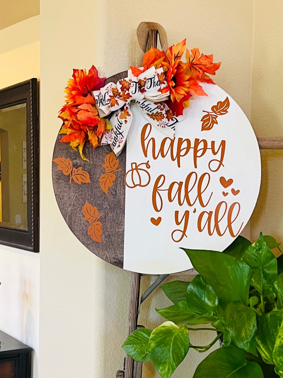 Fall Front Door Decor Happy Fall Yall Door Sign Welcome - Etsy