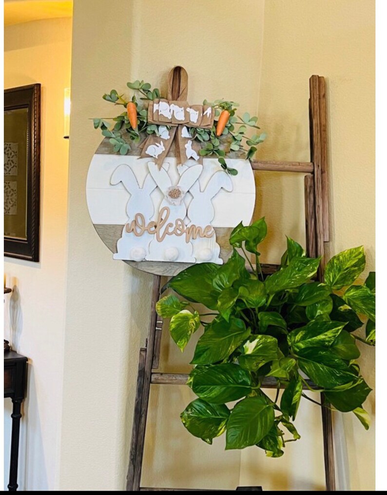 Easter Door Sign Wood Round Door Hanger - Etsy