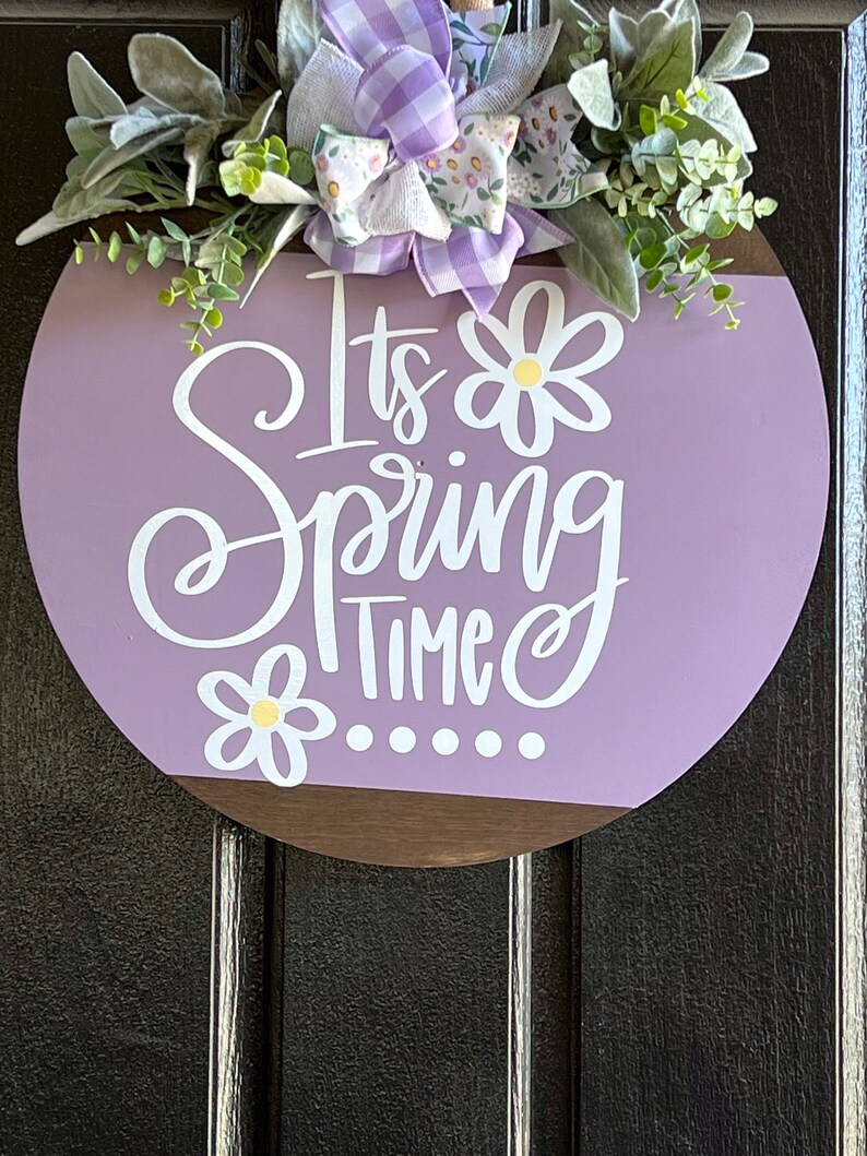 Front Door Decor Spring Door Sign It's Spring Time - Etsy