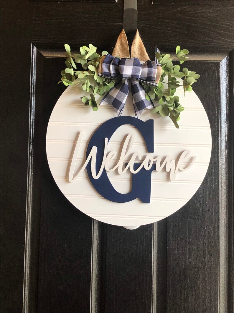 Monogram Front Door Sign Welcome Door Decor Front Door - Etsy