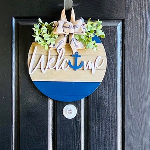 Front Door Deocr, Nautical Door Sign, Lake, Beach Door Hanger, Front ...