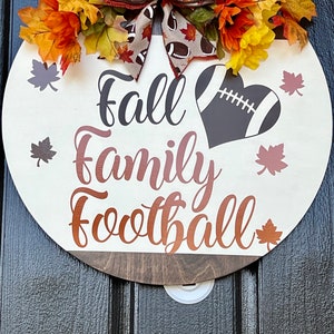 Front Door Decor, Fall, Family, Football Door Hanger, Fall Welcome Sign ...