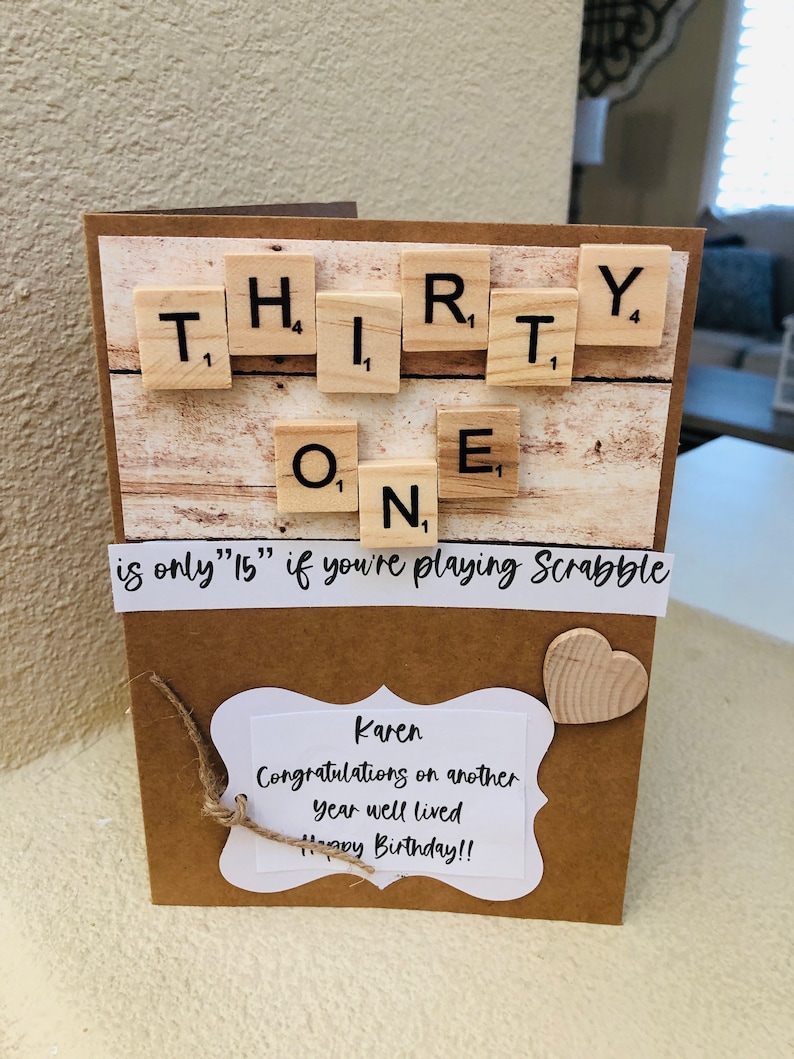 Scrabble Birthday Number Card Personalized Birthday Card - Etsy