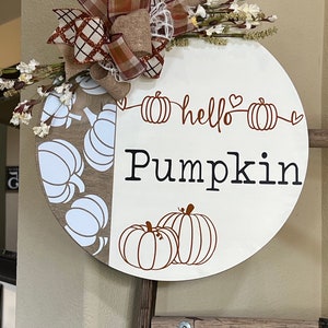 Fall Front Door Decor, Welcome Door Sign, Hello Pumpkin, Front Door ...