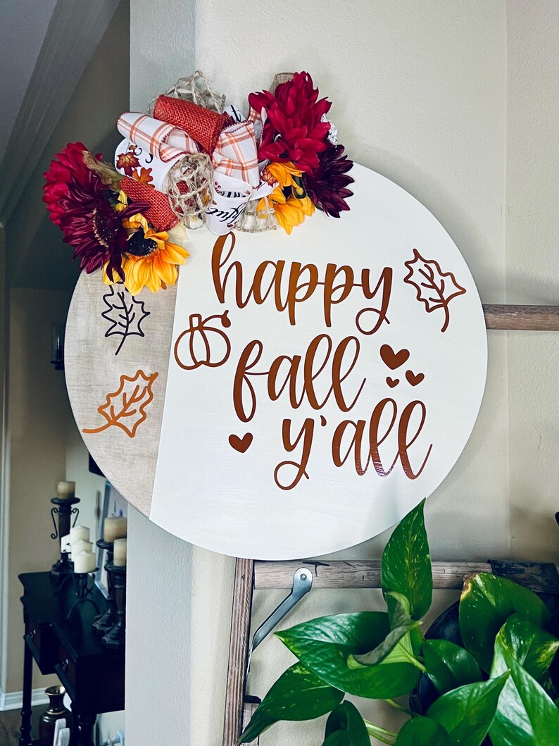 Fall Front Door Decor, Happy Fall Y’all Door Sign, Welcome Door Hanger ...
