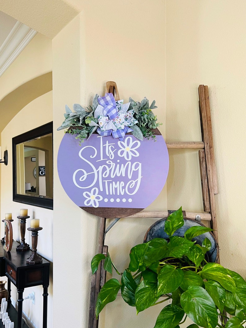 Front Door Decor Spring Door Sign It's Spring Time - Etsy
