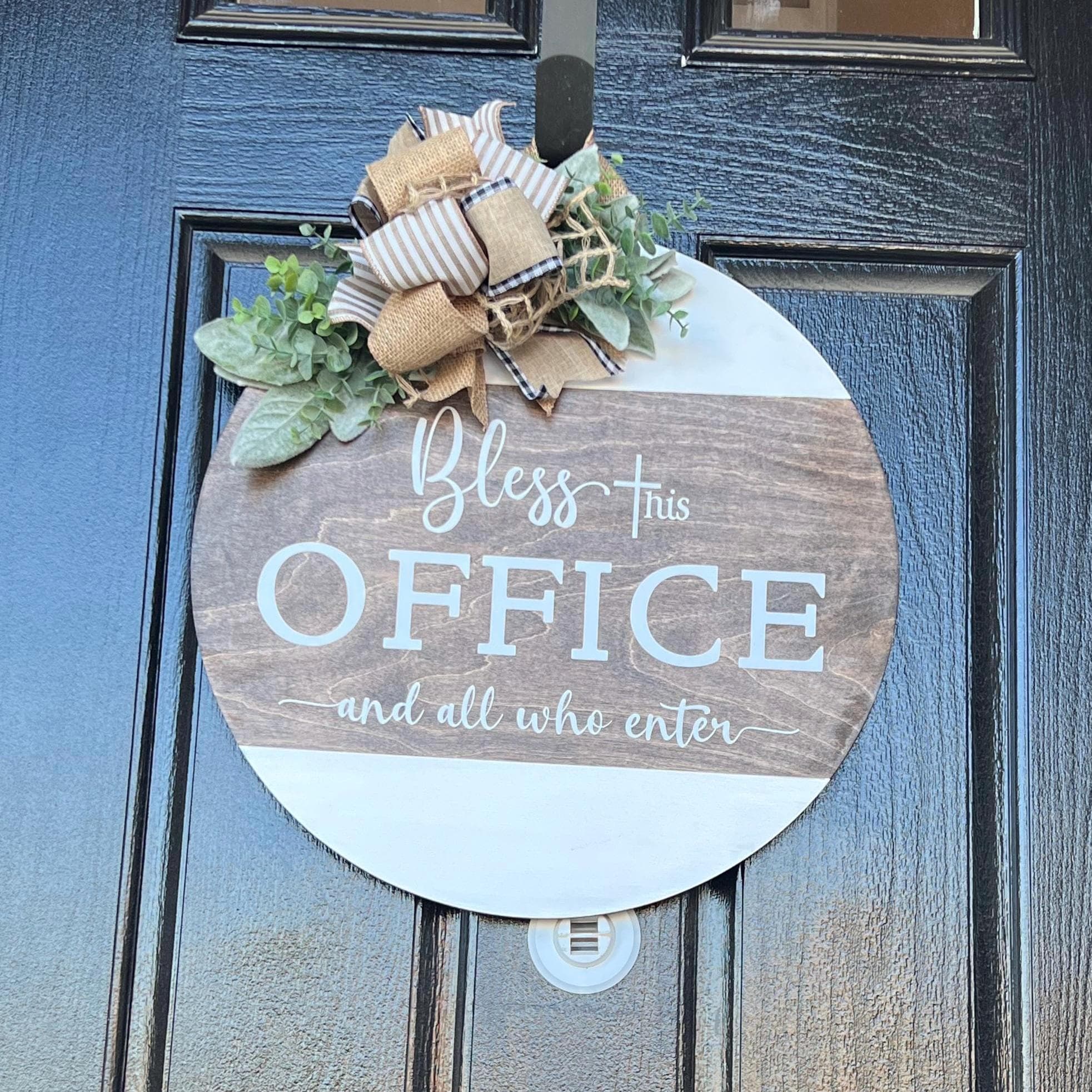 Office Door Decor, Office Door Sign, Office Door Wreath, Bless This ...