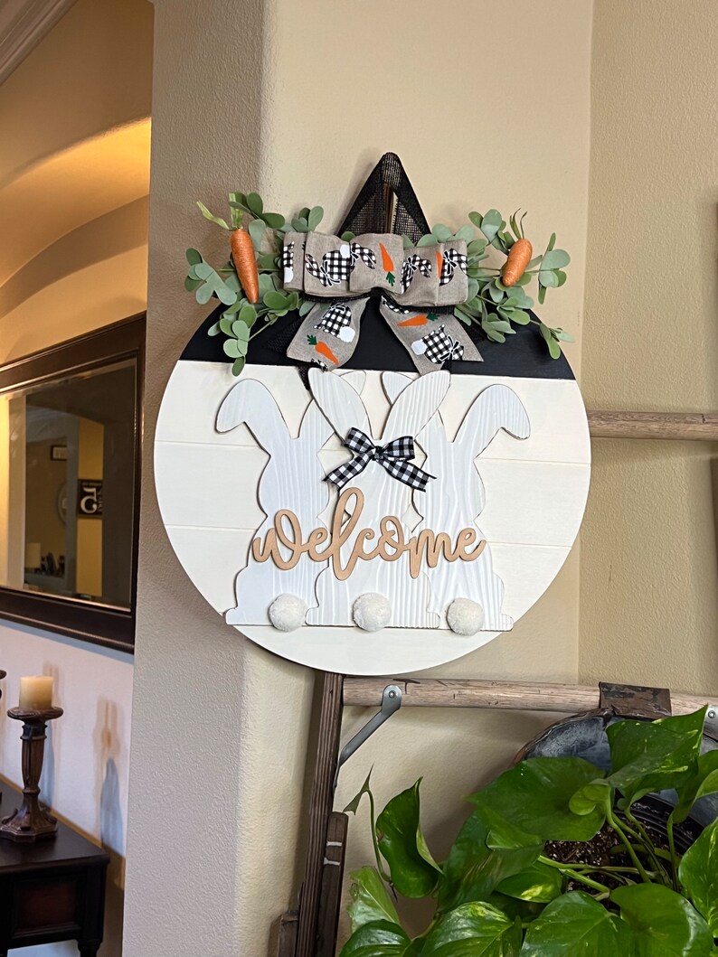 Easter Door Sign Wood Round Door Hanger - Etsy